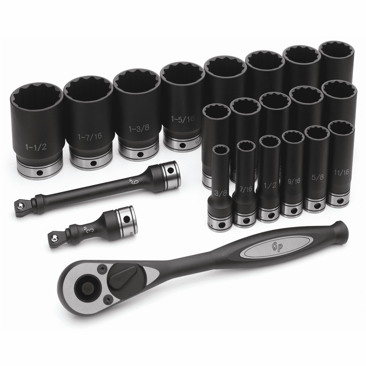 Grey Pneumatic 1/2" Dr. 22pc Fractional Deep Duo-Socket Set - 12 ...