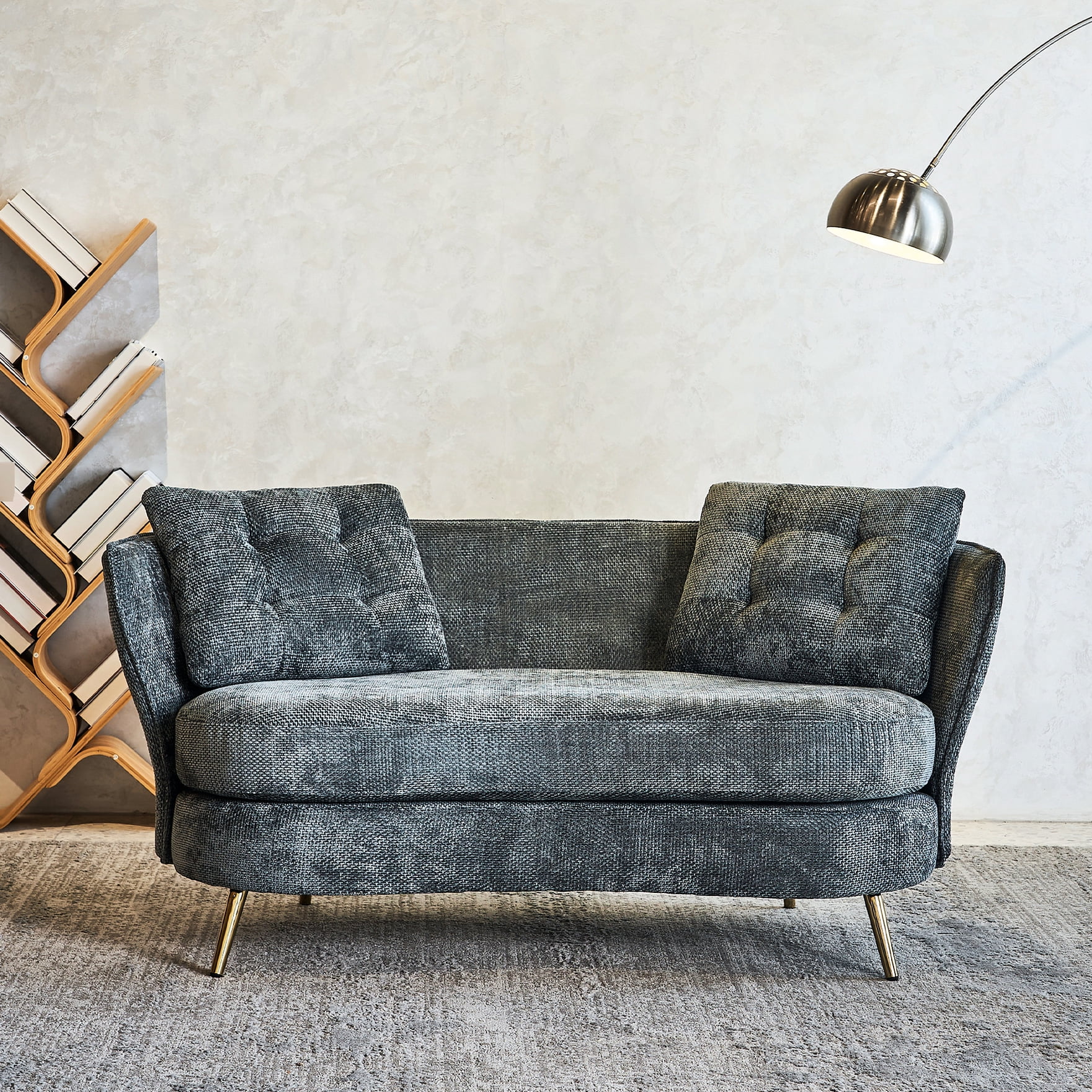 Grey Polyester Sofa Loveseat | Ideal for Primary Living Space ...