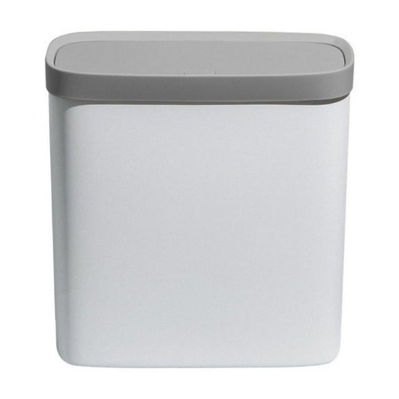 Grey Press Type Trash Can With Lid For Bathroom Living Room Small Space ...