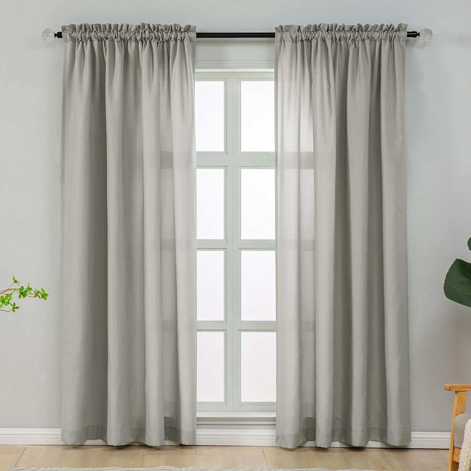 Grey Privacy Curtains 96 Inches Long 2 Panels Set, Light Filtering ...