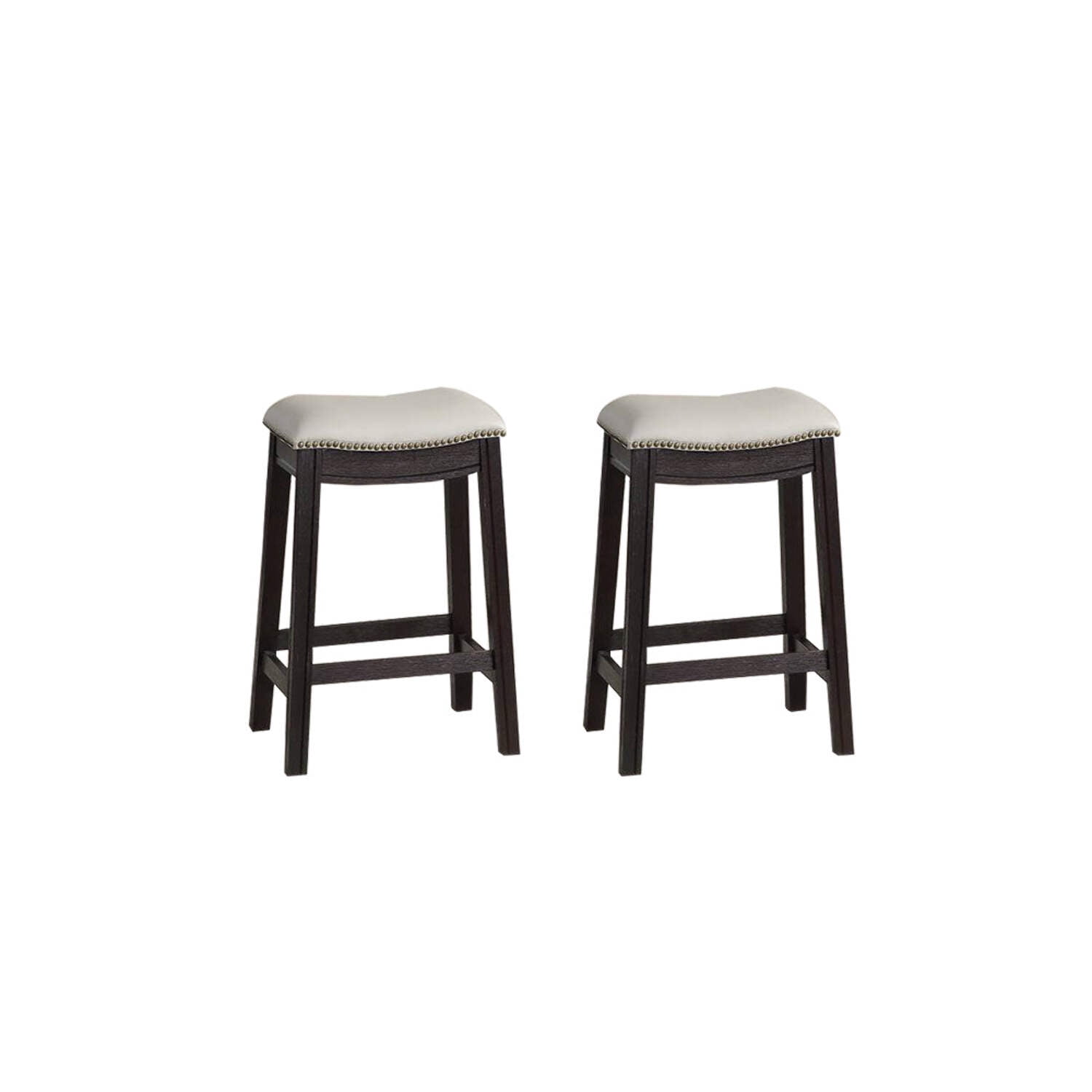 Grey Pu Upholstery Counter Stool, Set Of 2 Solid Grey Dining Room ...