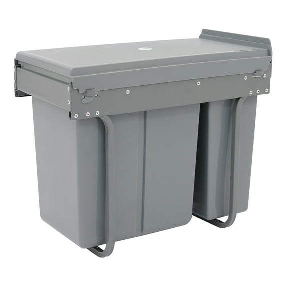 Grey Pull Out Trash Can Under Cabinet with Lid, 10L+20L(2.64+5.28Gal ...