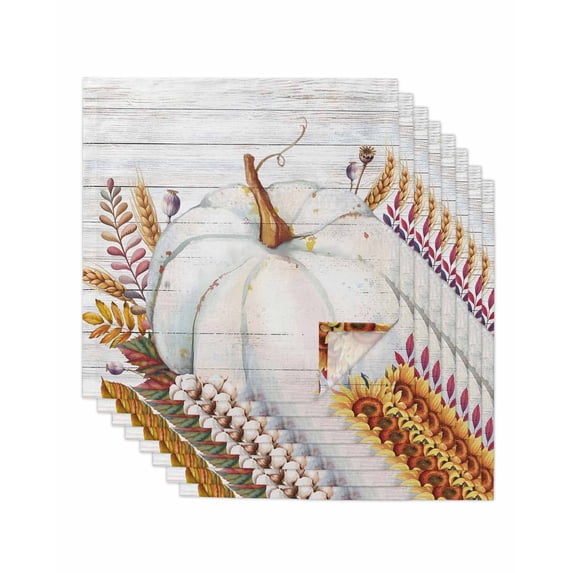 Grey Pumpkins Fall Cloth Napkins Set of 8 Reusable Dinner Napkins ...