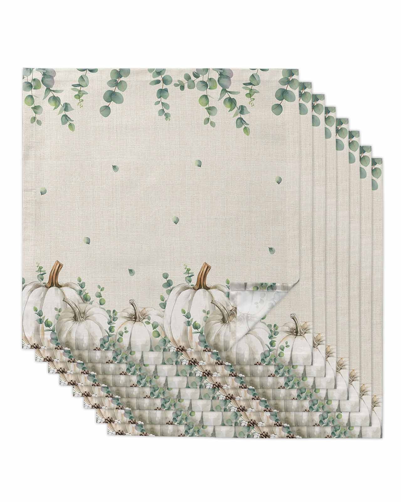 Grey Pumpkins Fall Cloth Napkins Set of 8 Reusable Dinner Napkins ...