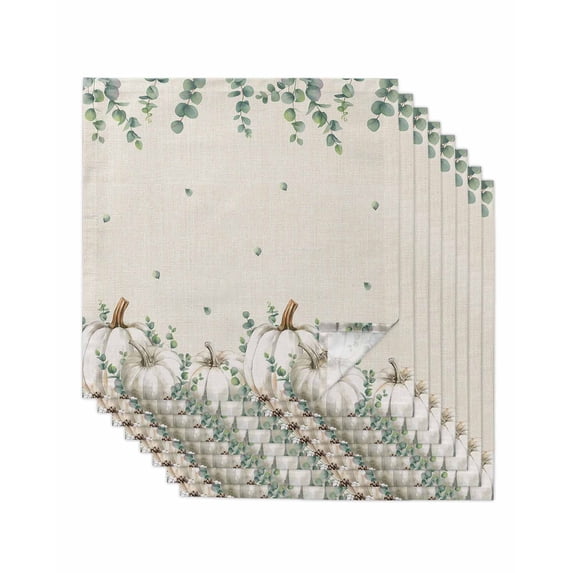 Grey Pumpkins Fall Cloth Napkins Set of 8 Reusable Dinner Napkins ...