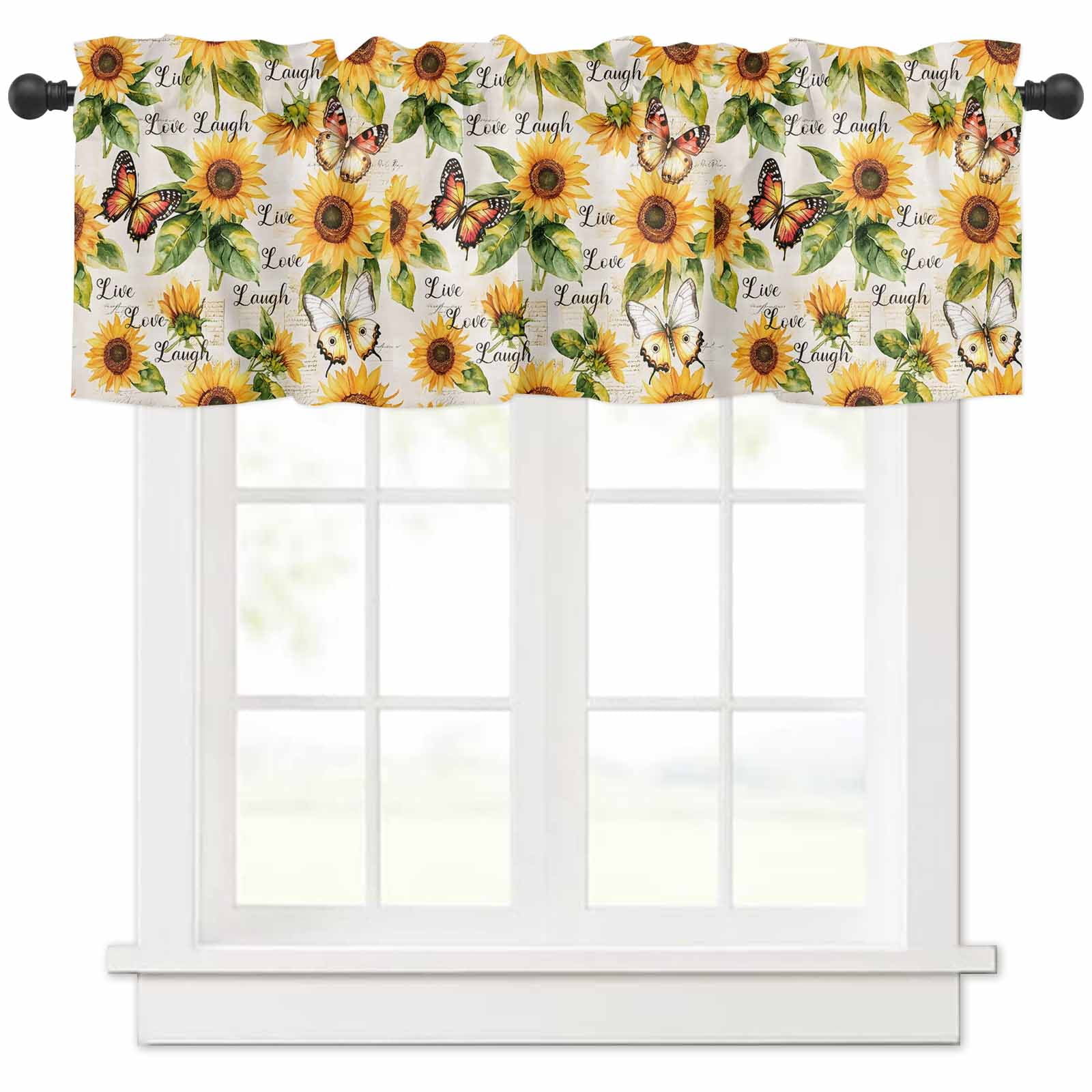Grey-Purple Flower Valances for Windows Farmhouse Kitchen Curtains ...