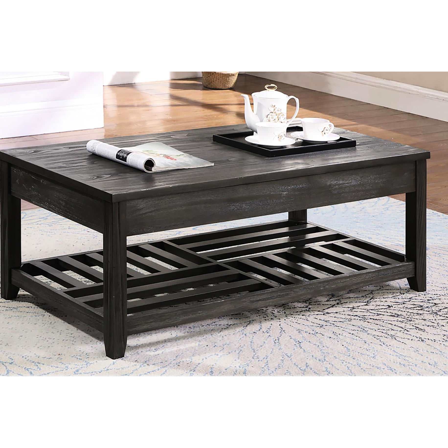 Grey Rectangular - Checkerboard Shelf Feature - Living Space - Add ...