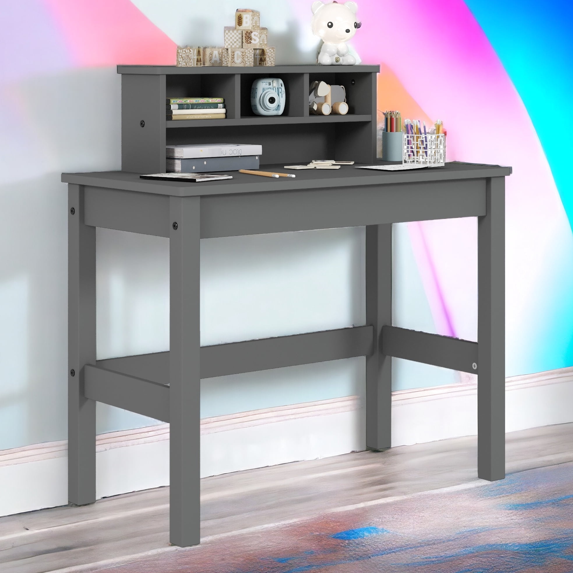 Grey Rectangular Desk With - Versatile Tabletop For Work And Relax ...
