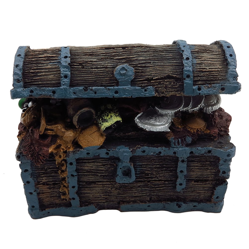Grey Resin Treasure Chest for Aquarium Fish Tank Decoration Pretty and ...