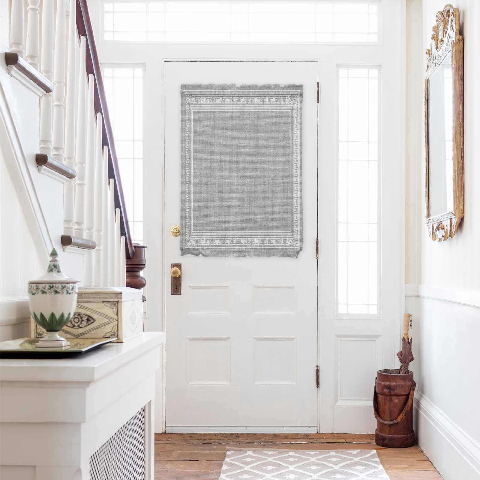 Grey Retro Greek Key Door Curtains for Door Window, French Sidelight ...