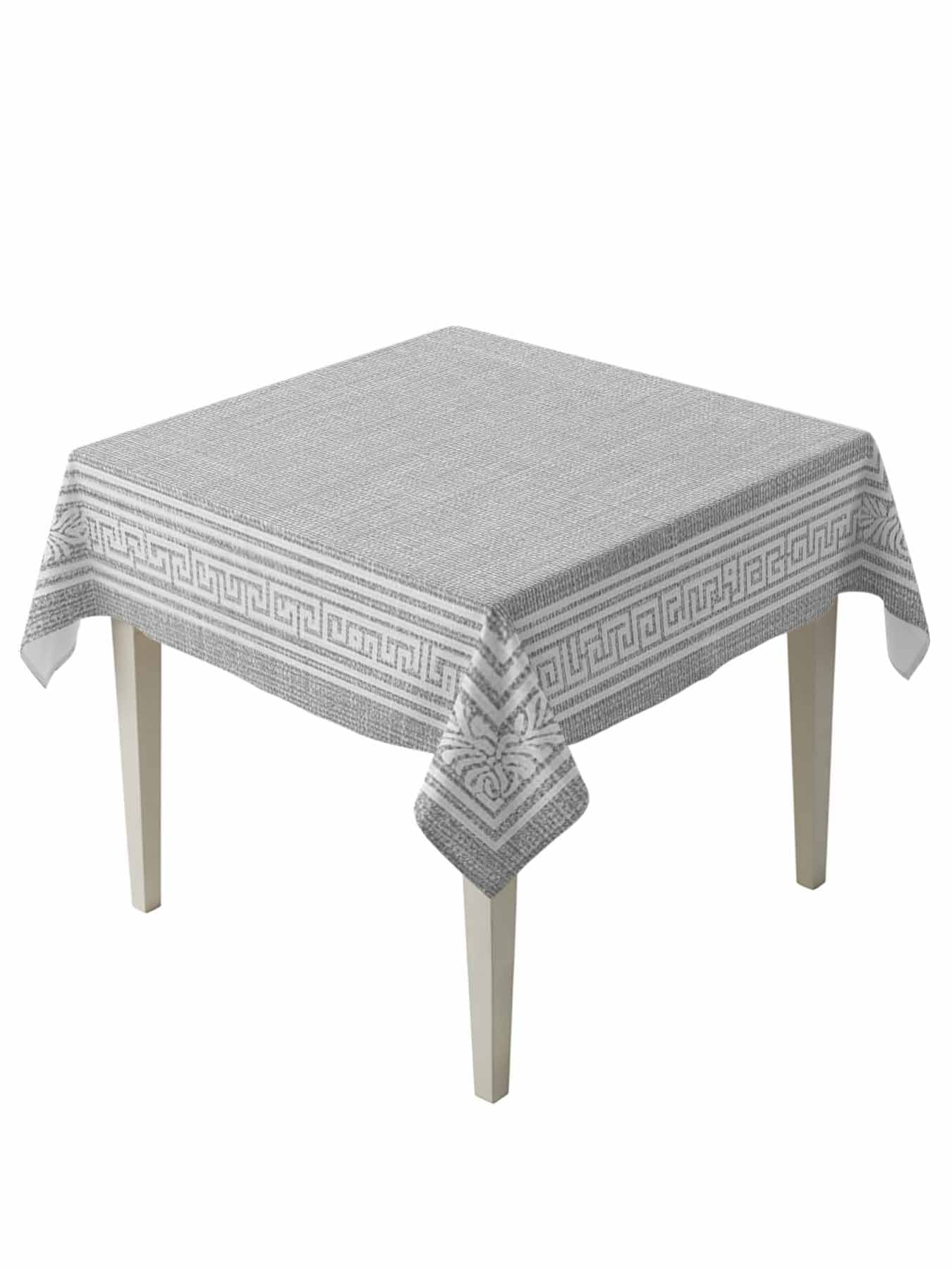 Grey Retro Greek Key Table Cloth, Geometric Greece Ancient Rustic ...