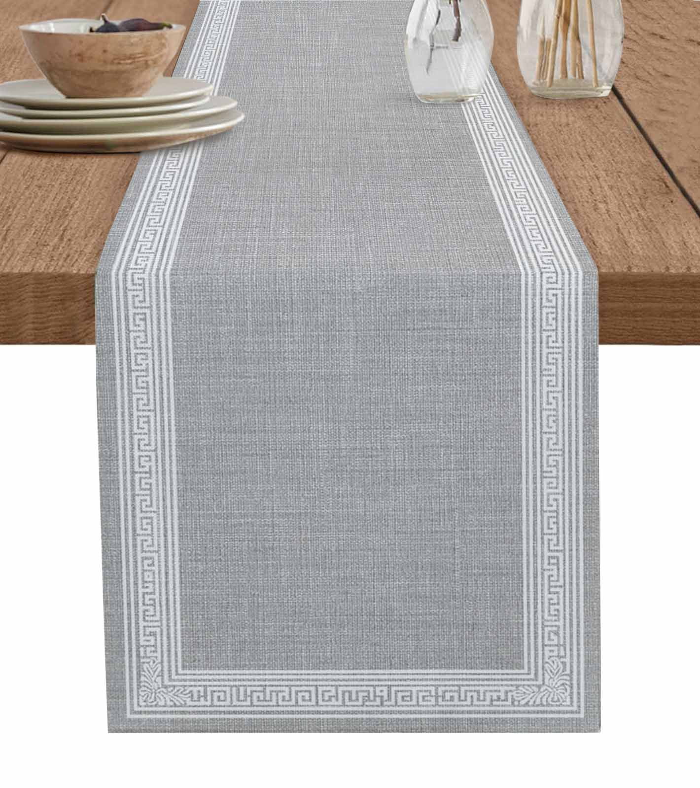 Grey Retro Greek Key Table Runner 60 Inches, Geometric Greece Ancient ...