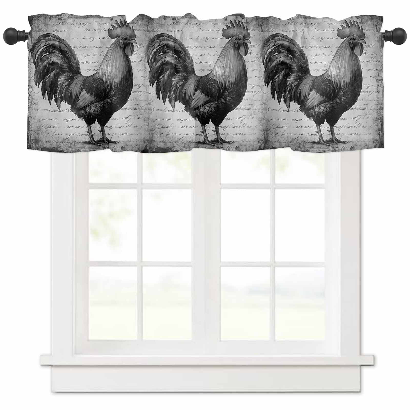 Grey Retro Vintage Valances for Windows Farmhouse Kitchen Curtains ...