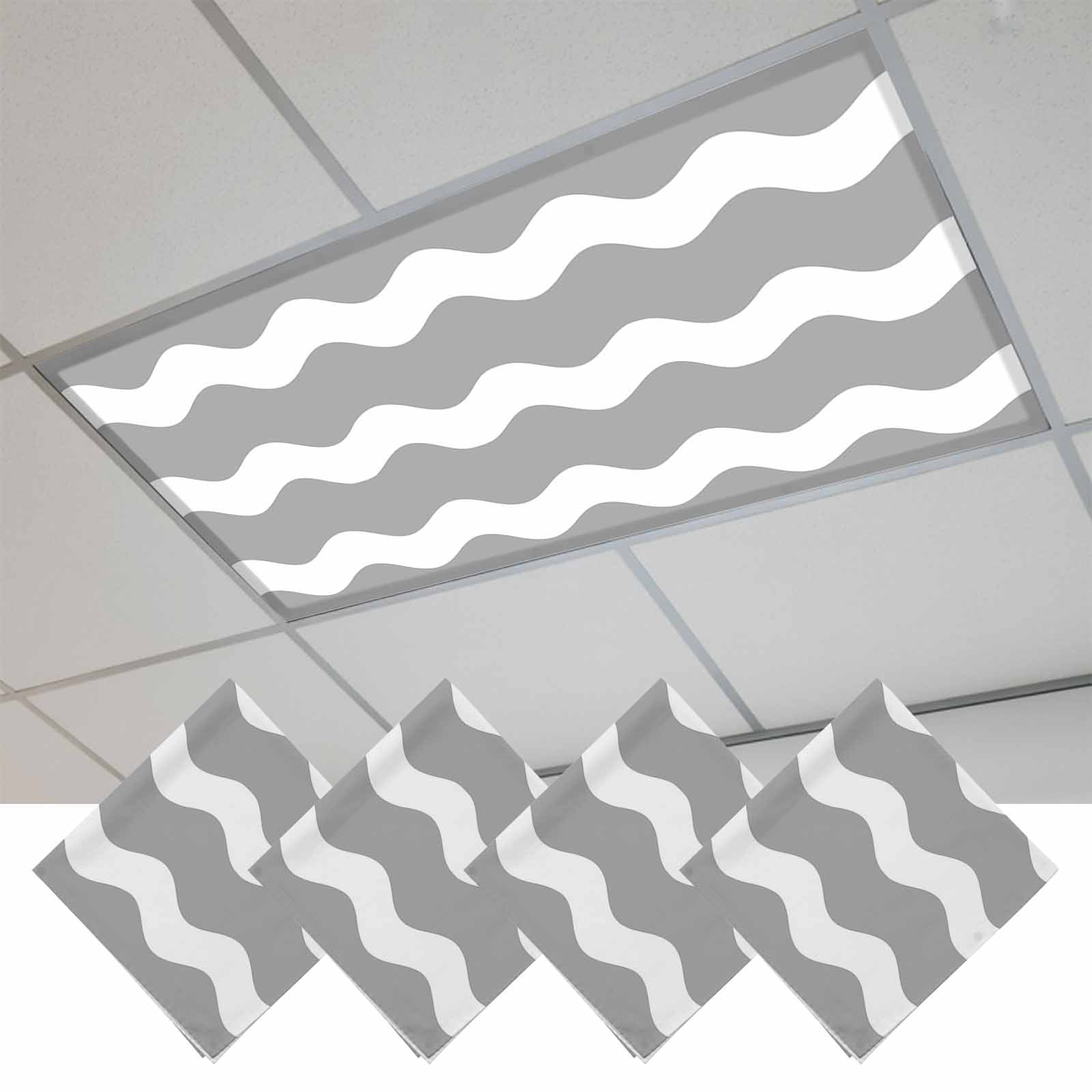 Grey Ripple Fluorescent Light Covers, Simple Gray White Waves ...