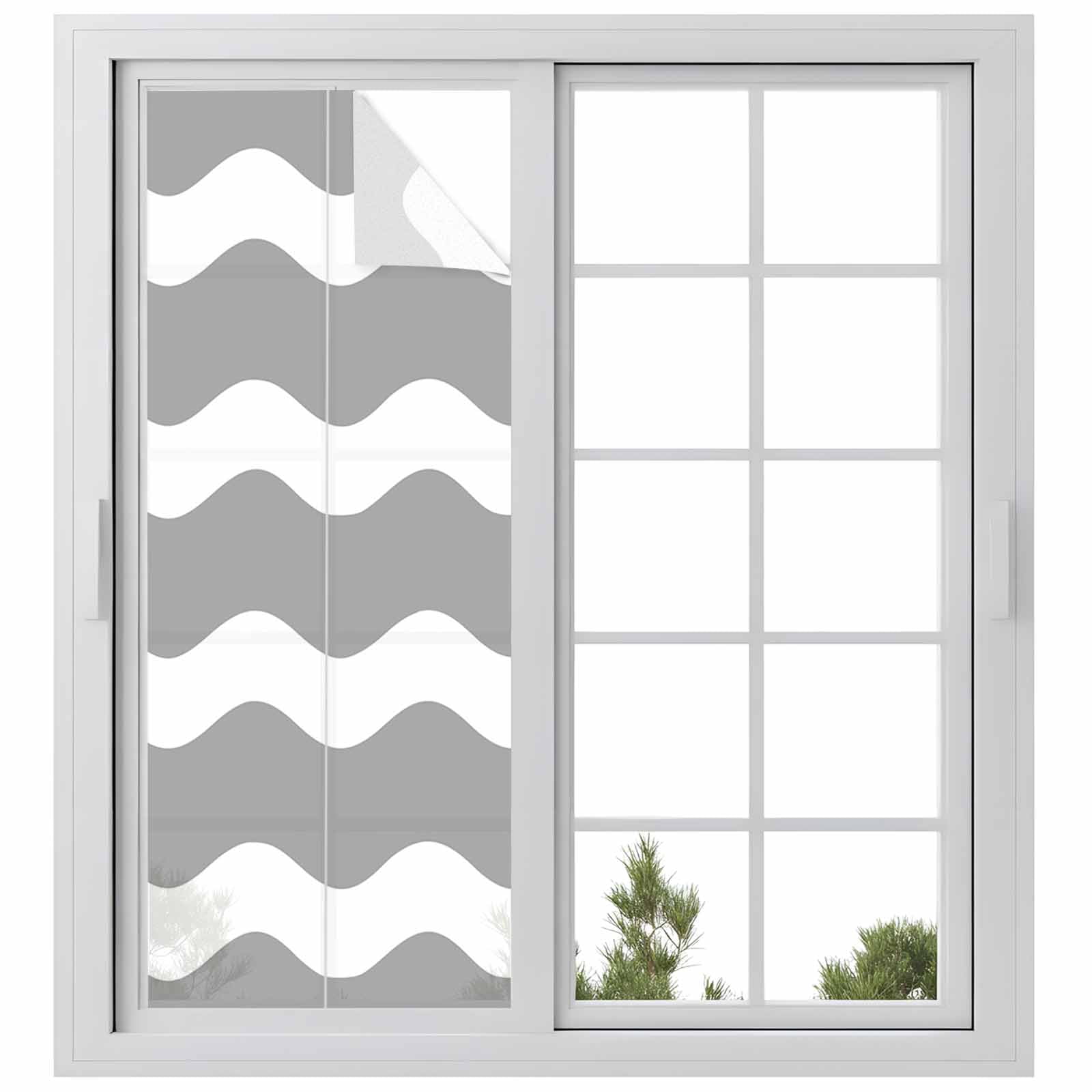 Grey Ripple Window Privacy Film, Simple Gray White Waves Aesthetics ...