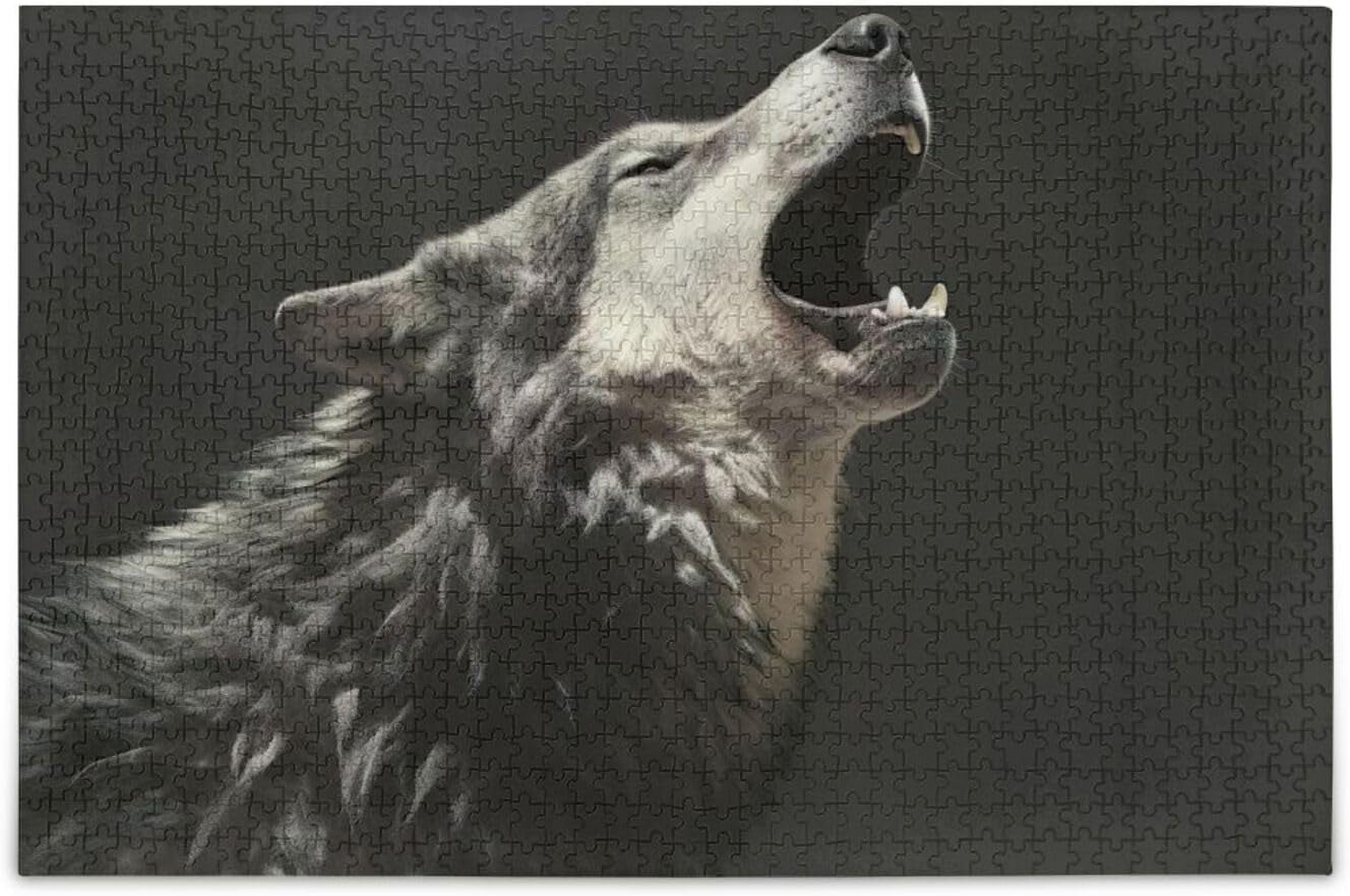 Grey Roaring Wolf Jigsaw Puzzles for Adults 500 Pieces, Decompression ...