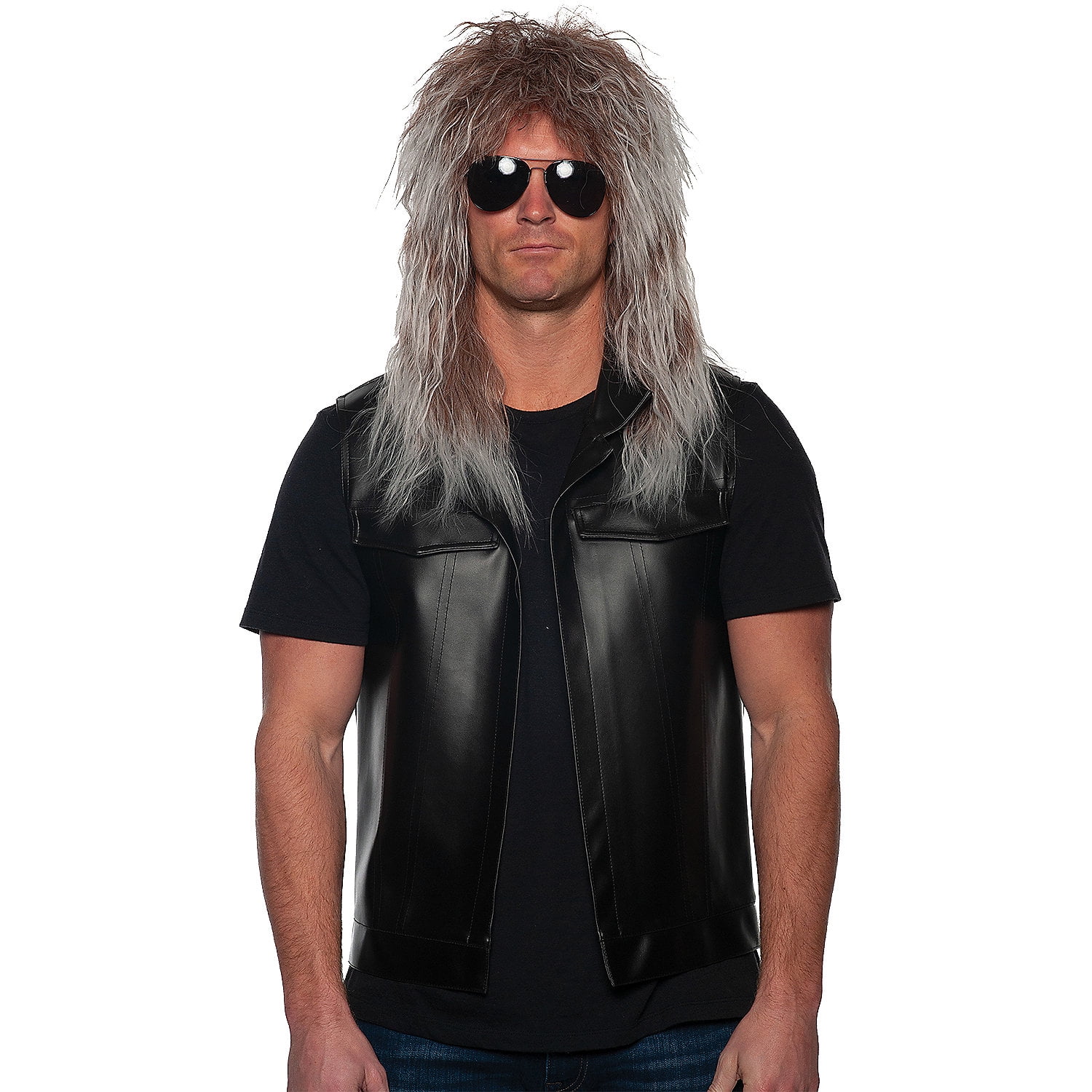 Adults Brown & Grey Rocker Wig - Walmart.com