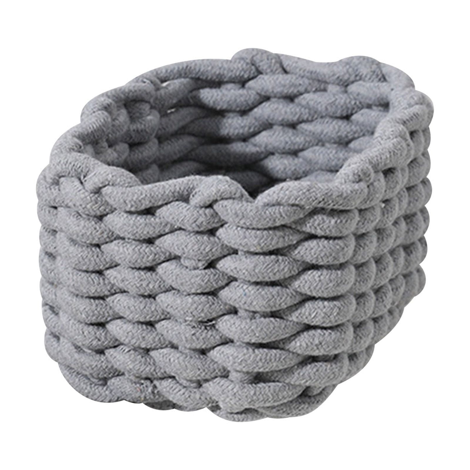 Grey Rope Storage Basket Desktop Organizer For Keys Remote Control ...