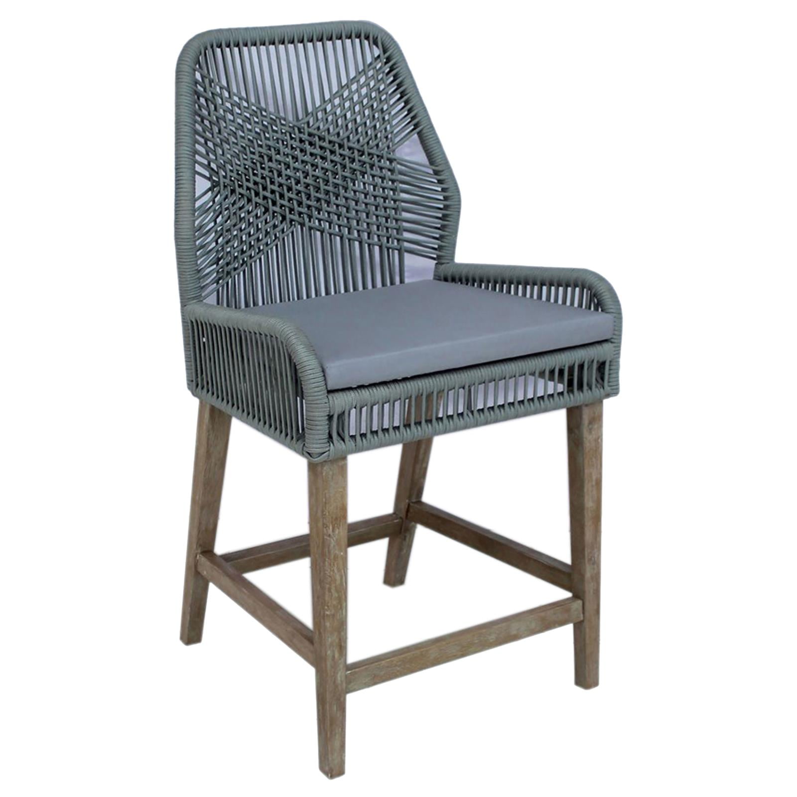 Grey Rope Wrapped Counter Height Stools - Set of 2 - Rustic Kitchen ...