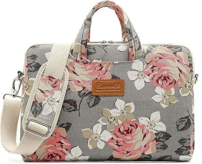 Grey Rose Pattern 15 inch Waterproof Laptop Shoulder Messenger Bag for ...