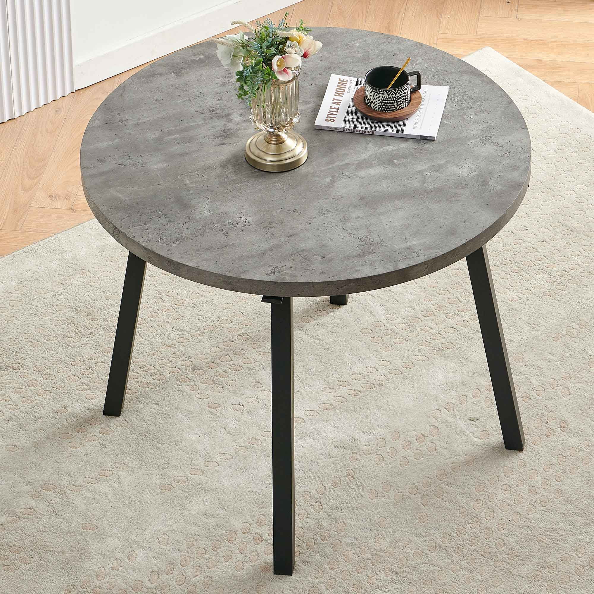 Grey Round Dining Table,Mid Century Modern Round Dining Table,Dinning ...