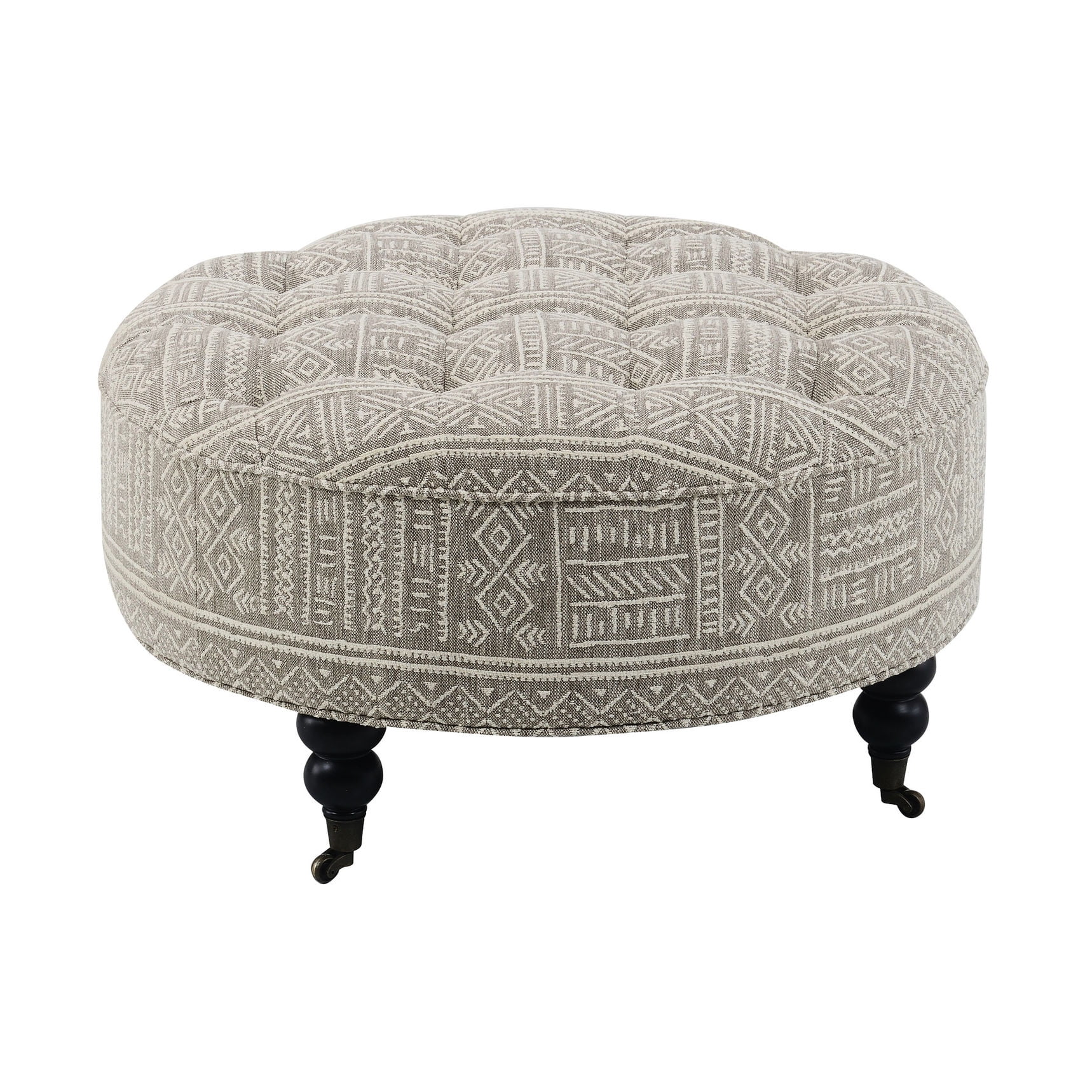 Grey Round Ottoman with Casters / Comfortable and Durable for Primary ...