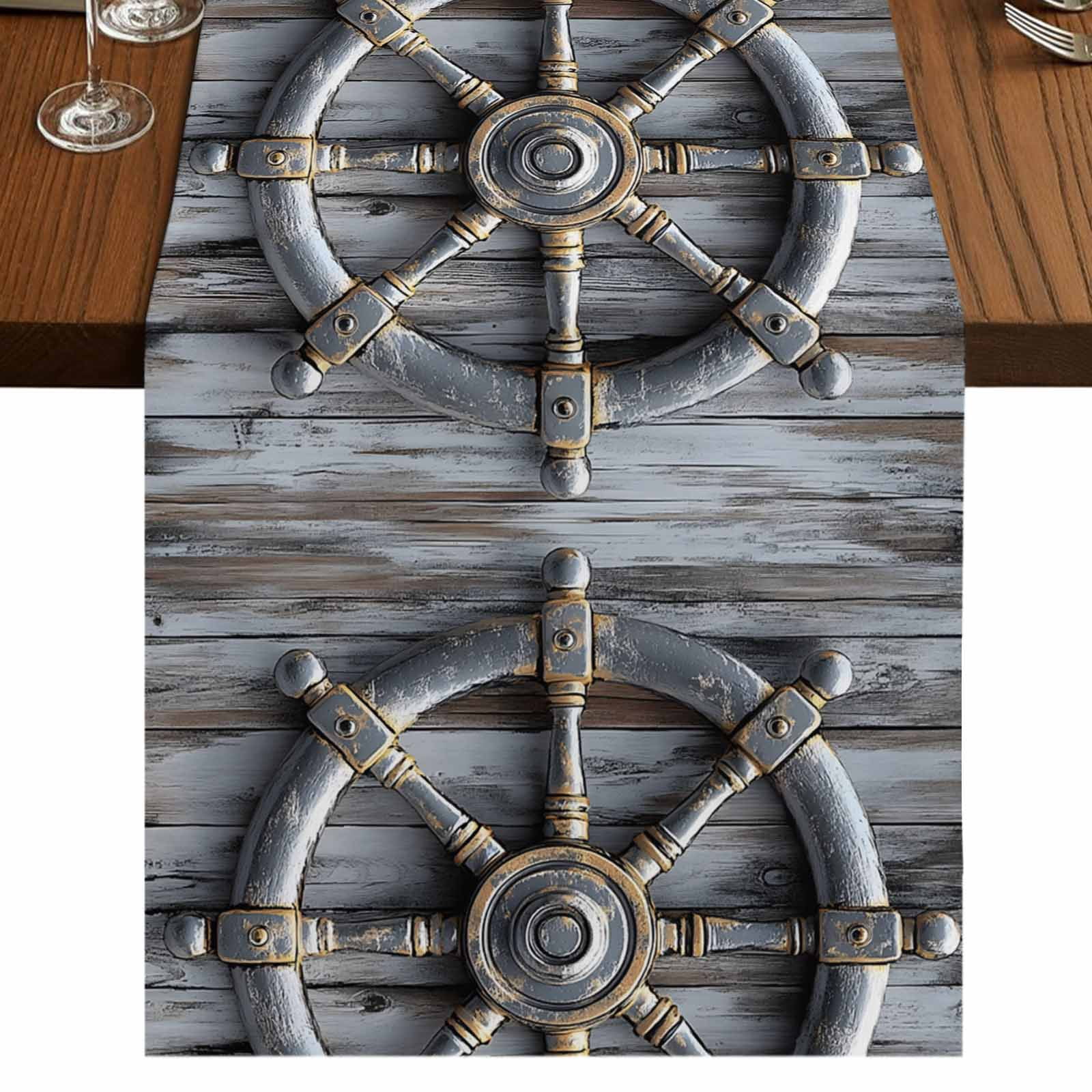 Grey Rudder Coastal 120 Inch Table Runner, Vintage Nautical Beach ...