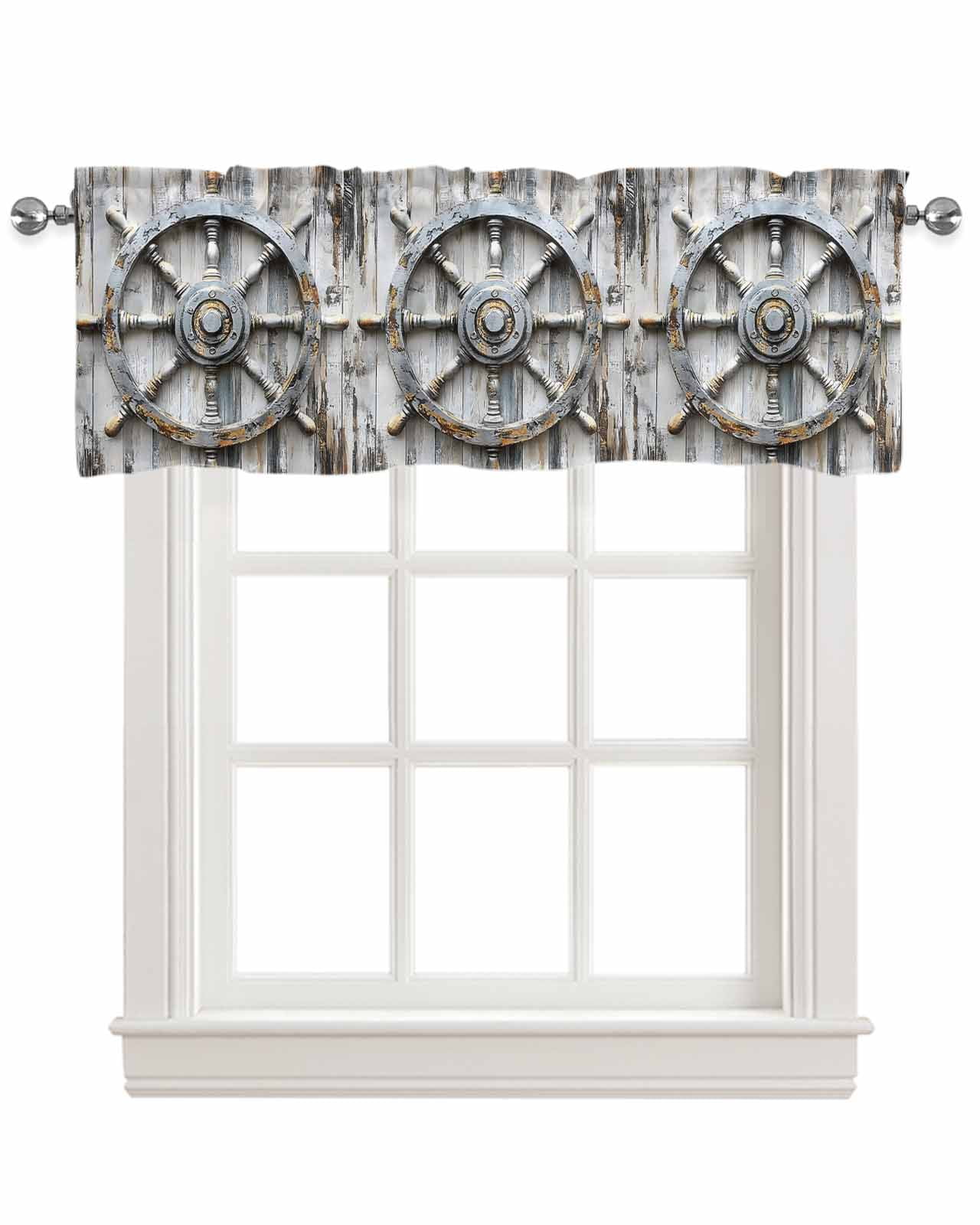 Grey Rudder Coastal Kitchen Valances for Windows Farmhouse Linen Window ...