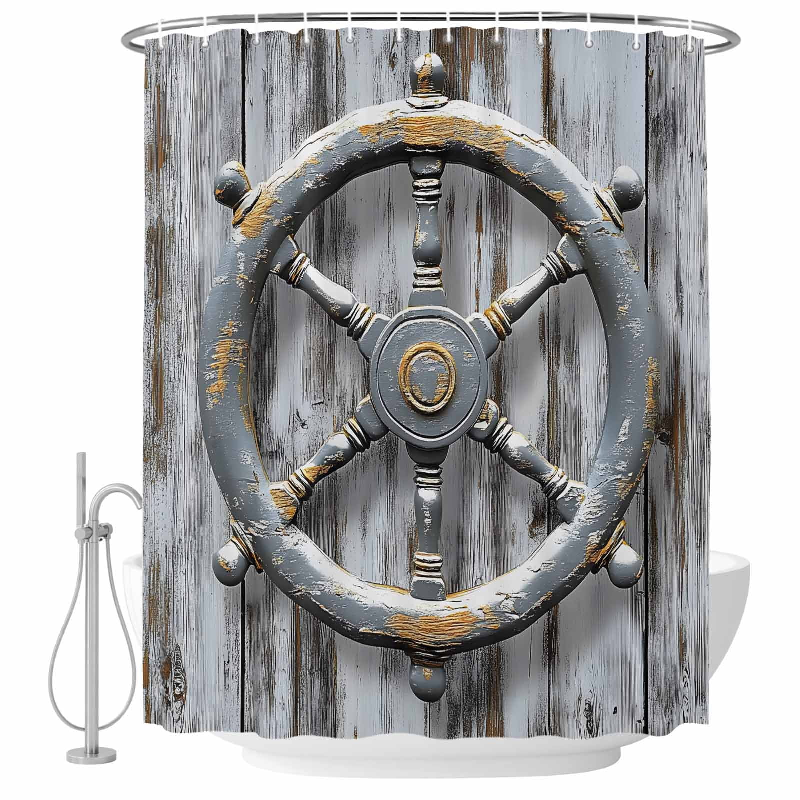 Grey Rudder Coastal Shower Curtain Set - 48" x 72" Washable Bathtub ...