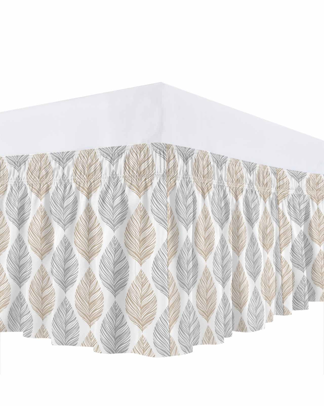 Grey and Ruffle Bed Skirt Queen Size Khaki Olive Leaf Texture ...