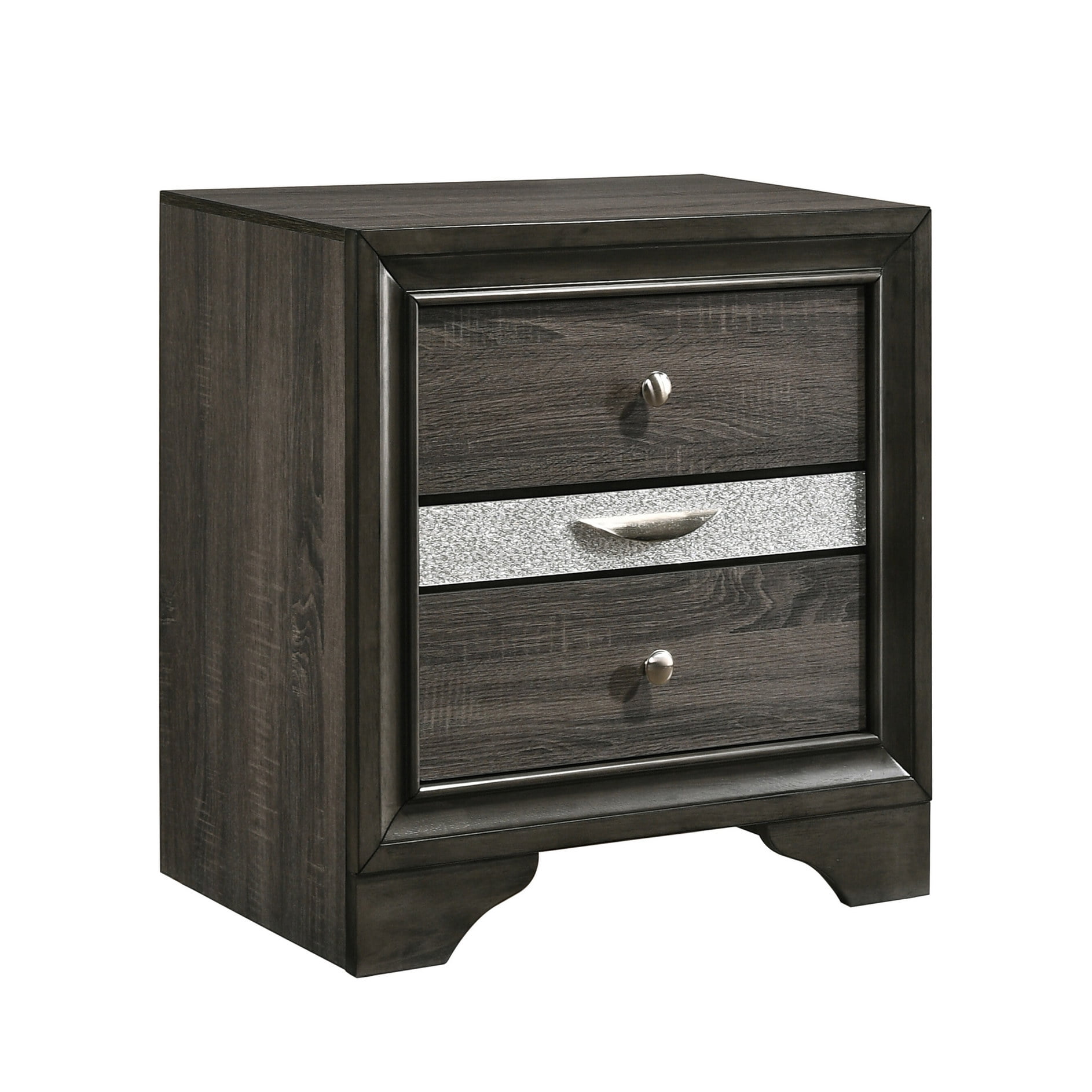 Grey Rustic Style 3-drawer Nightstand | Bedroom Storage with Felt-lined ...