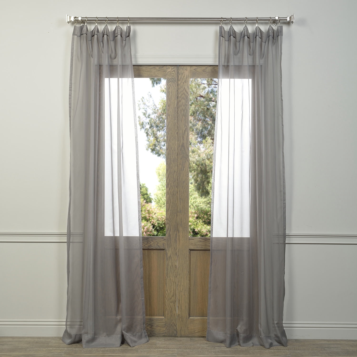 Grey Sheer Curtain Pair (2 Panels), Grey, 50W X 84L - Walmart.com