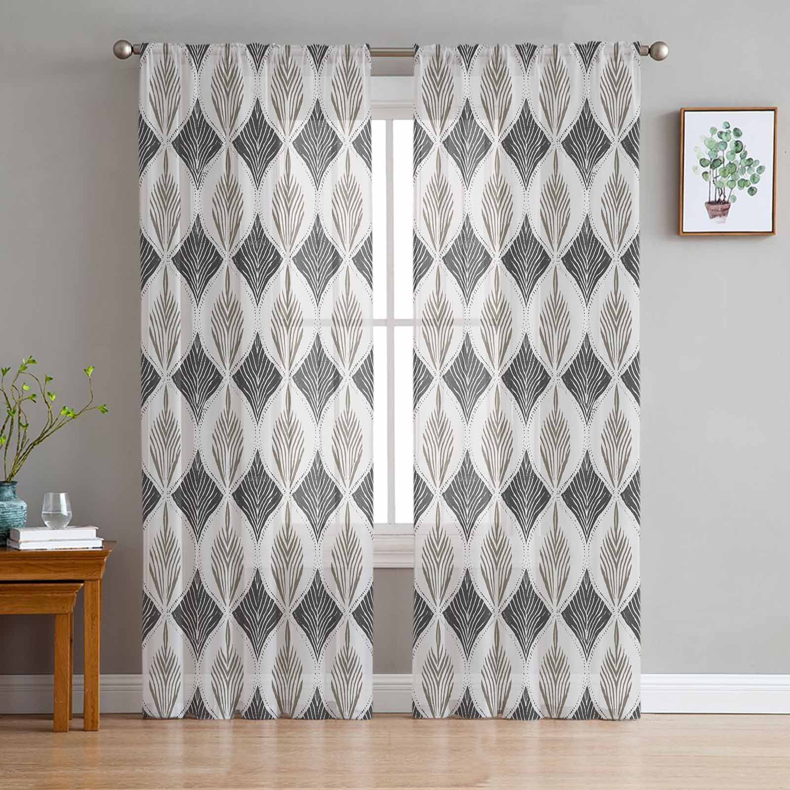 Grey Sheer Curtains 72 Inches Long 2 Panels Set, Window Sheer Curtains ...