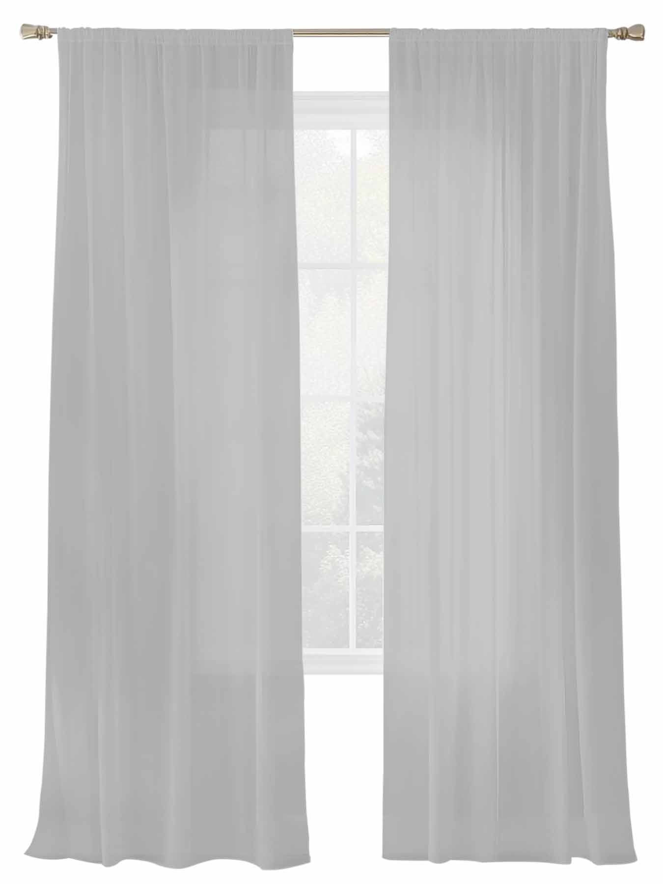 Grey Sheer Curtains 84 inches Long 2 Panels Set Solid Color Tiers ...
