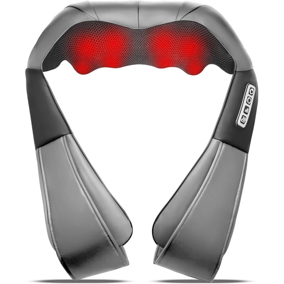 Grey Shiatsu Neck and Back Massager with Heat, Electric Deep Tissue ...