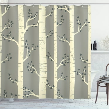 Grey Stall Shower Curtain, Birch Tree Branches Vintage Bohemian ...