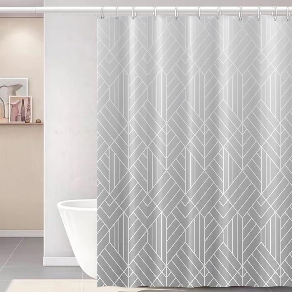Grey Shower Curtain Set with Hooks Boho Ombre Shower Curtain ...
