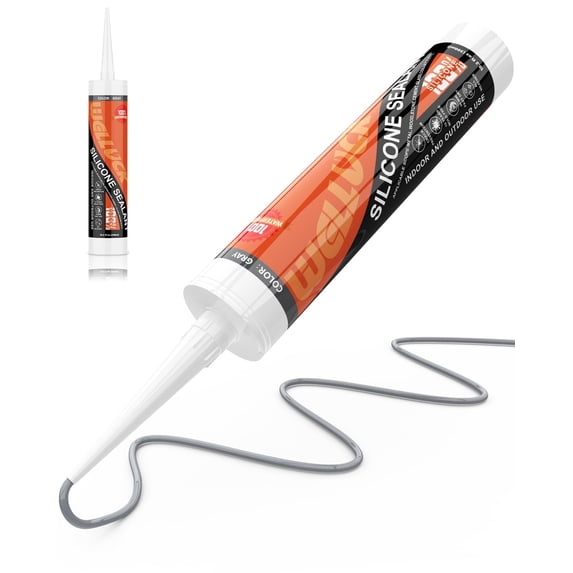 Grey Silicone Caulk, 100% Waterproof Silicone Sealant Adhesive Caulking ...