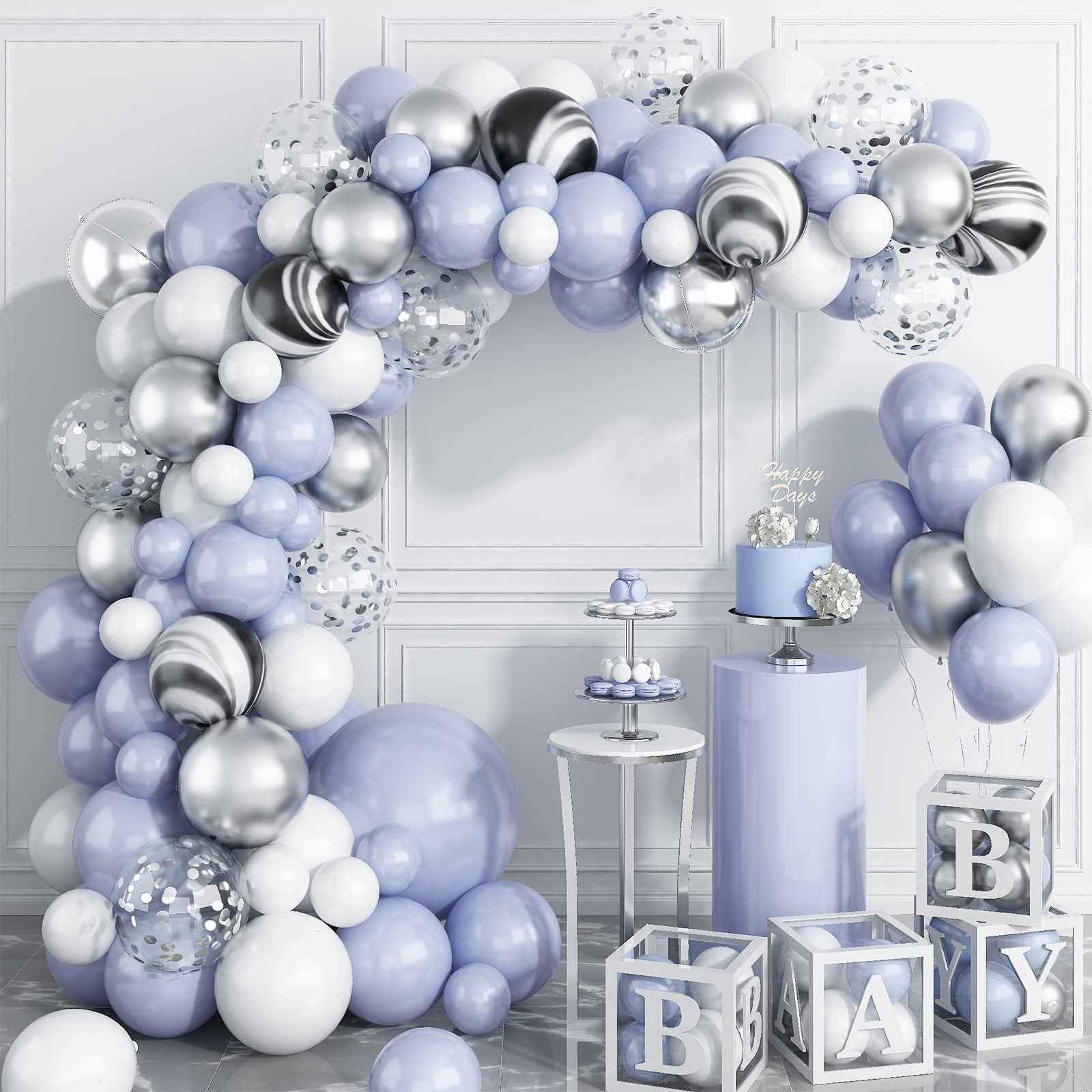 Grey and Silver Balloon Garland Arch ZLK1 Kit, Grey White Metallic ...