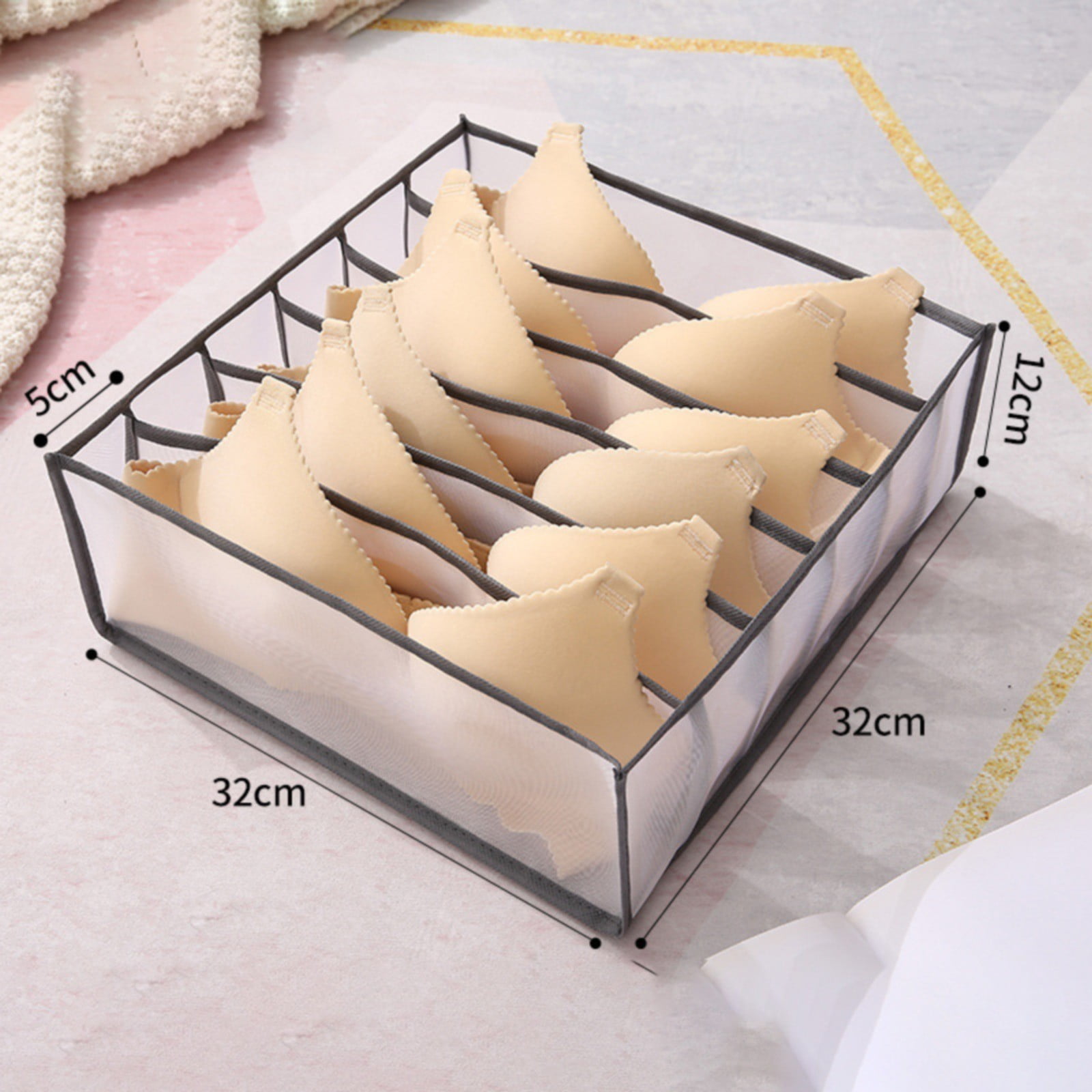 Grey Six-Compartment Multi-Compartment Cloth Bag Storage Box|Wardrobe ...