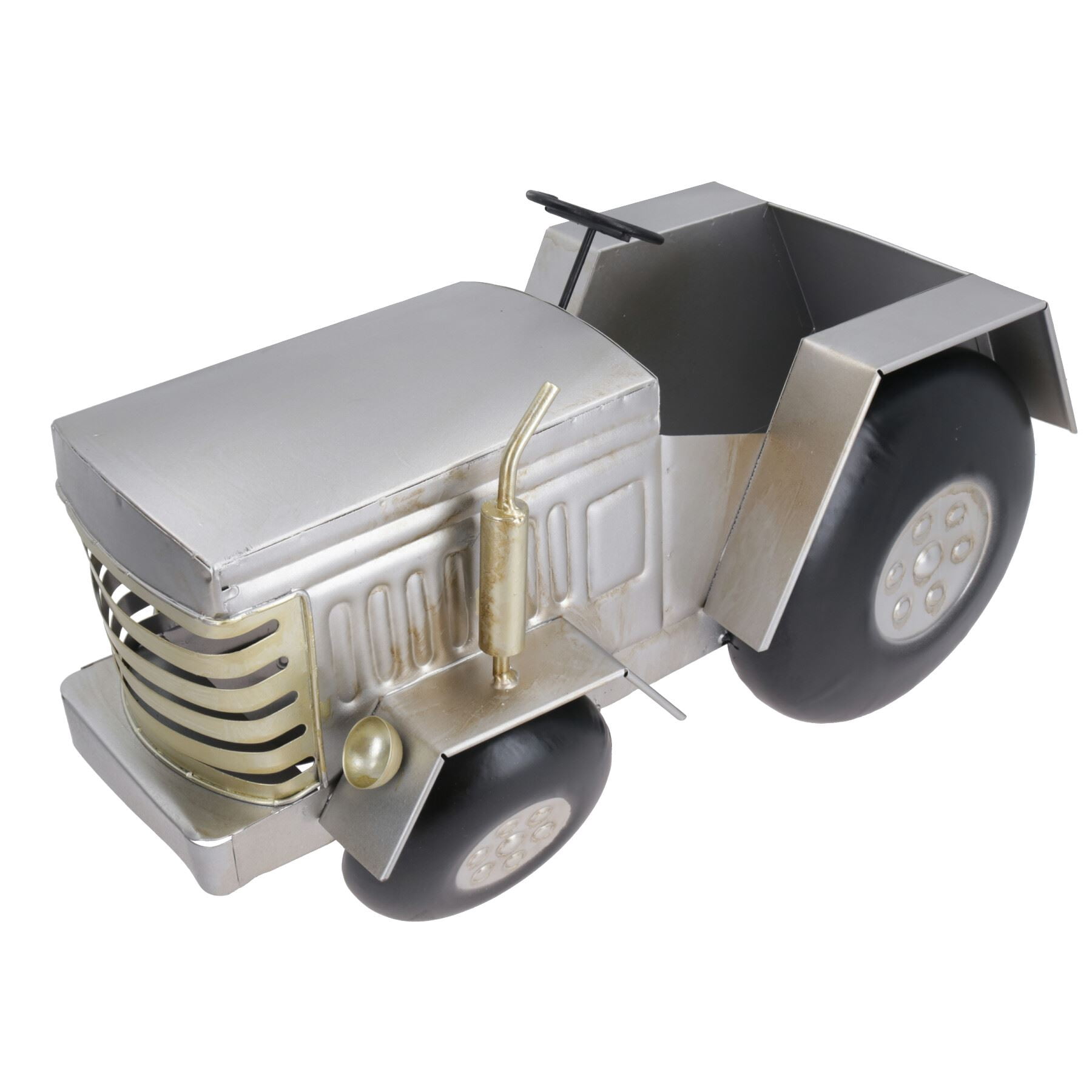 Grey / Sliver Tractor Planter Flower Pot Garden Metal Ornament Farm ...