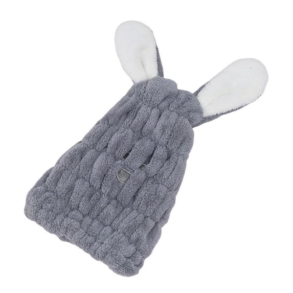 Grey Small Hair Drying Bonnet Made From Coral Fleece With Rabbit Motif ...