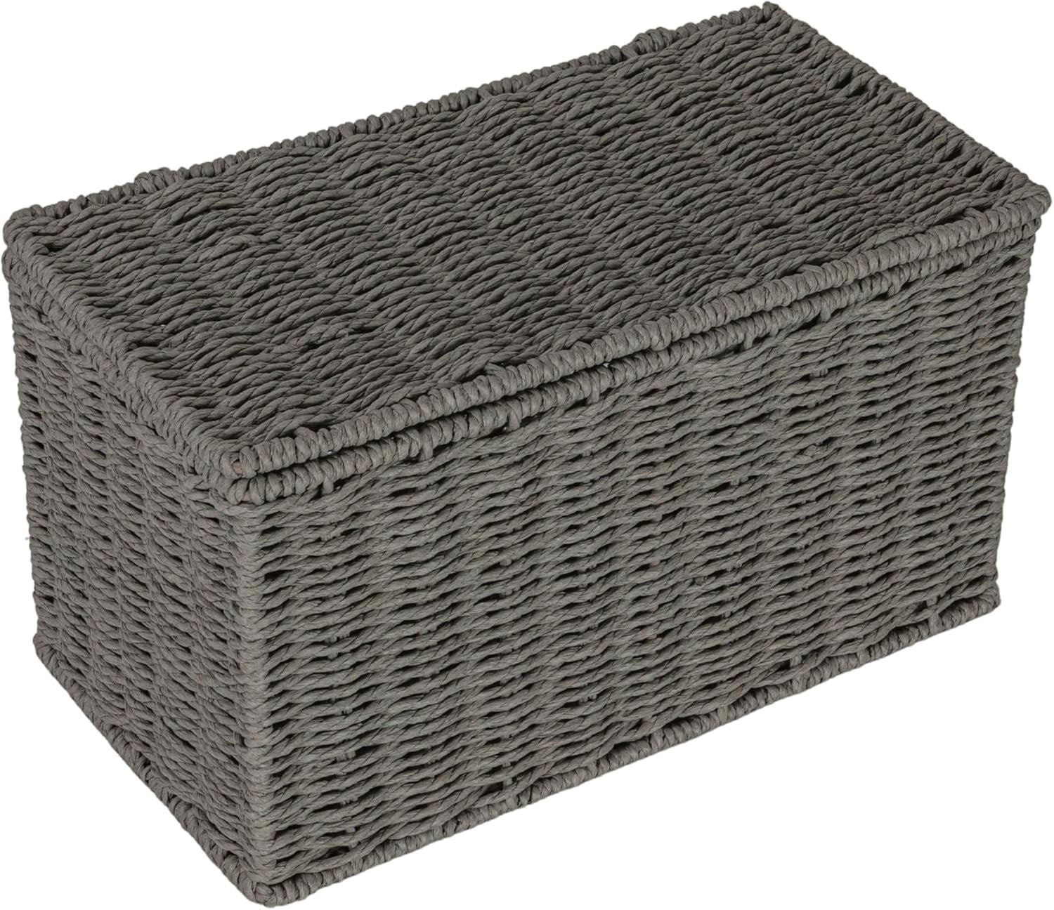 Grey Small Handwoven Paper Rope Wicker Basket with Lid - Walmart.com