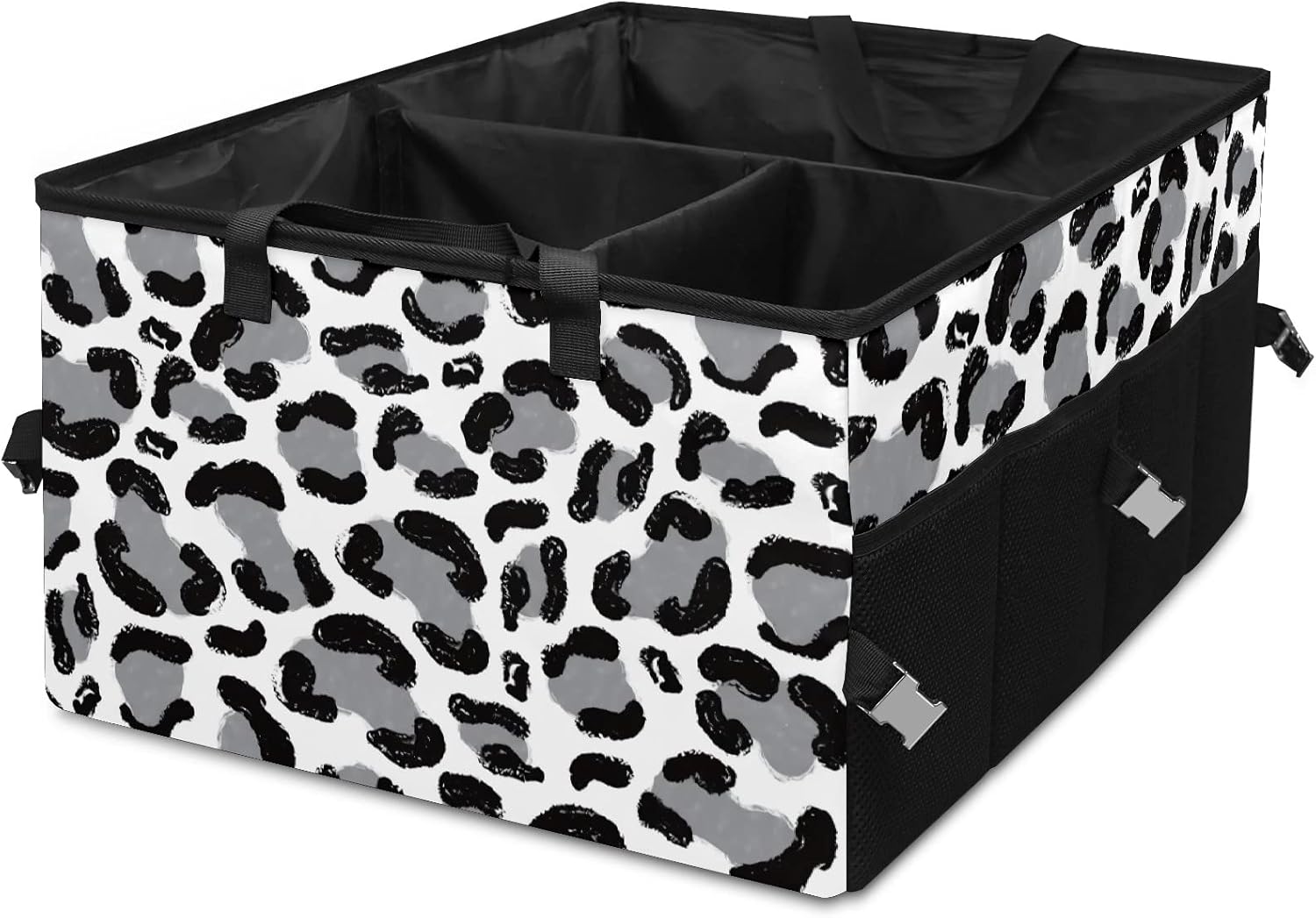 Grey Snow Leopard Print Car Trunk Organizer,Collapsible Cargo Storage ...