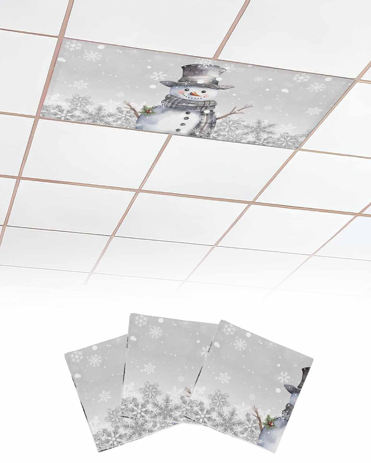 Grey Snowman Christmas Fluorescent Light Covers for Ceiling Lights 4x2 ...