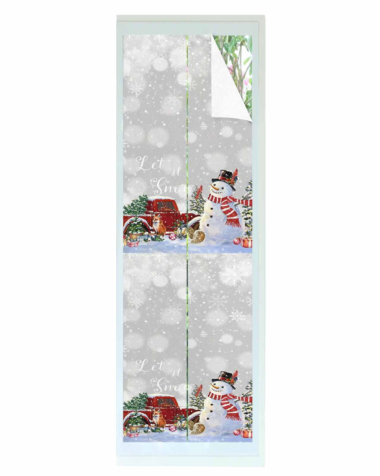 Grey Snowman Christmas Window Privacy Film Stained Glass Window Film ...