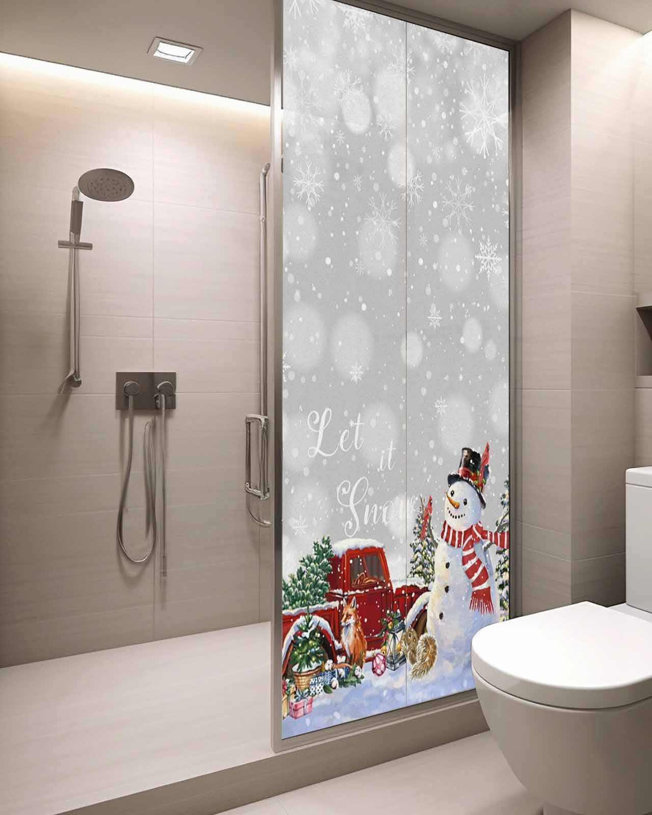 Grey Snowman Christmas Window Privacy Film Stained Glass Window Film ...
