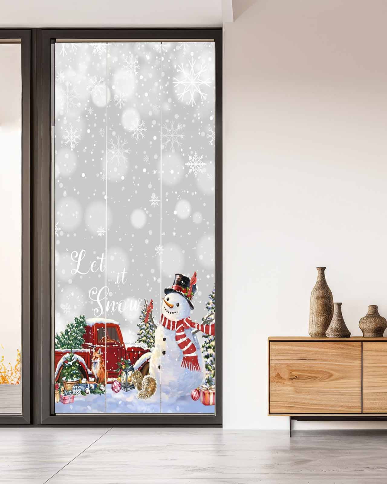 Grey Snowman Christmas Window Privacy Film Stained Glass Window Film ...