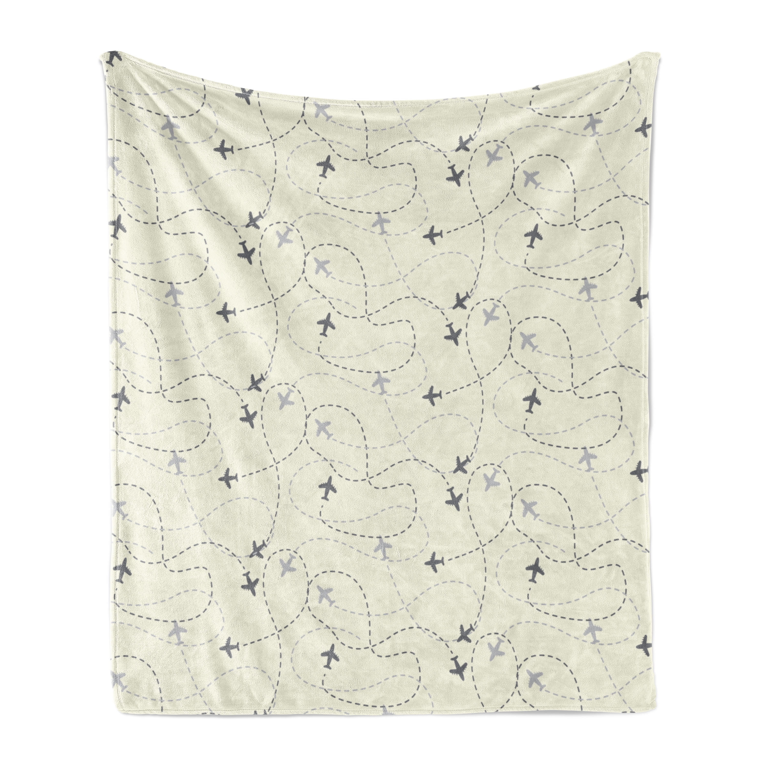 Grey Soft Flannel Fleece Throw Blanket, Airline Route Map Flight Jet ...
