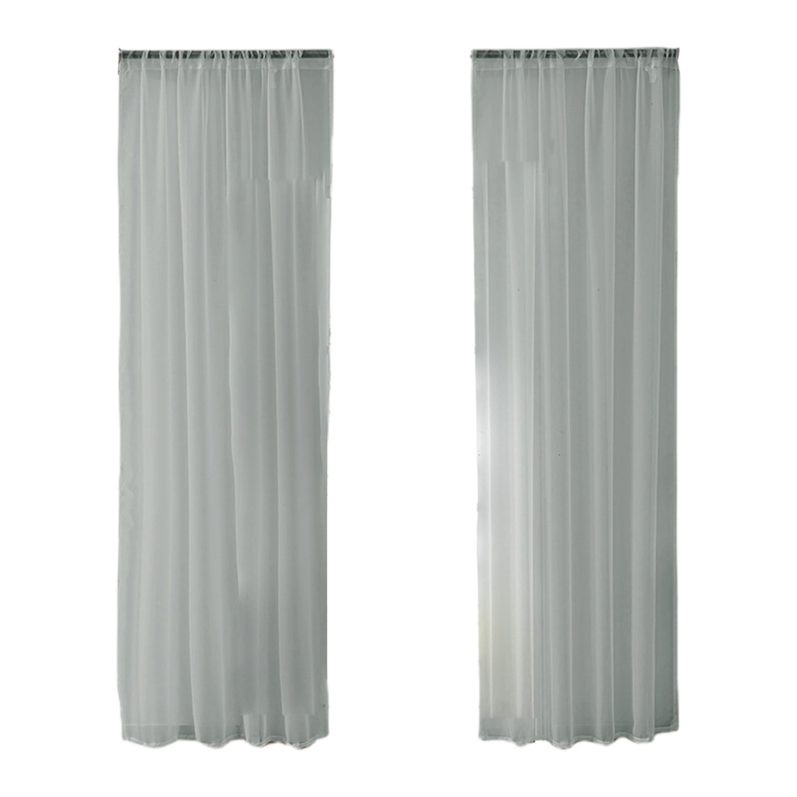 Grey Solid Color Lightweight Sheer Curtains Rod Pocket Style ...